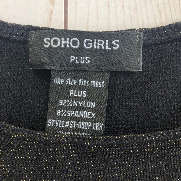 Soho Girls | Tops | Soho Girls Plus Black With Gold Metallic Tank Os ...